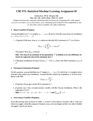 M1 - midterm - CSE 575: Statistical Machine Learning Mid-Term 1 Instructor: Prof. Hanghang Tong ...