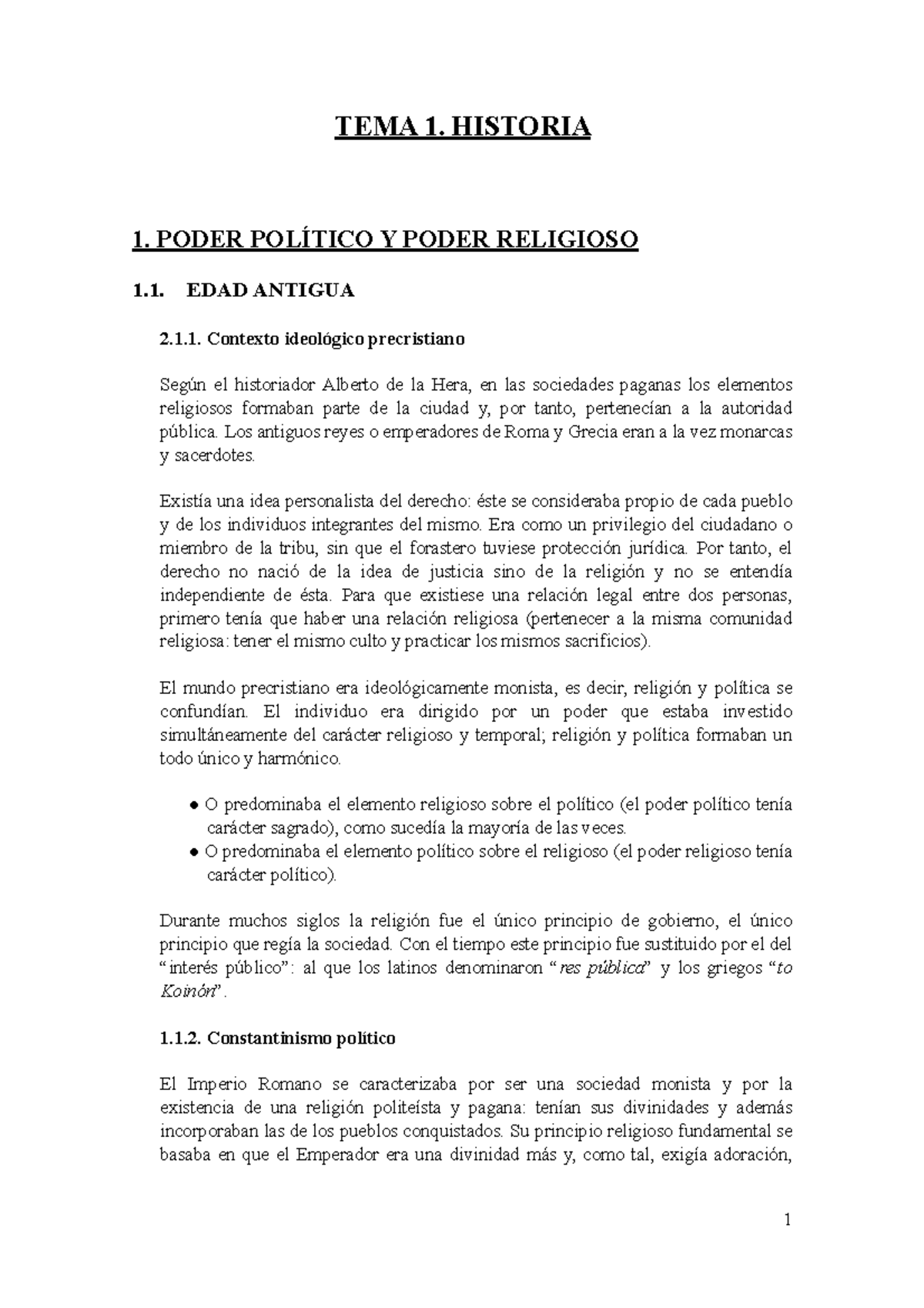 Tema 1. Contenido. Historia - TEMA 1. HISTORIA 1. PODER POLÍTICO Y ...