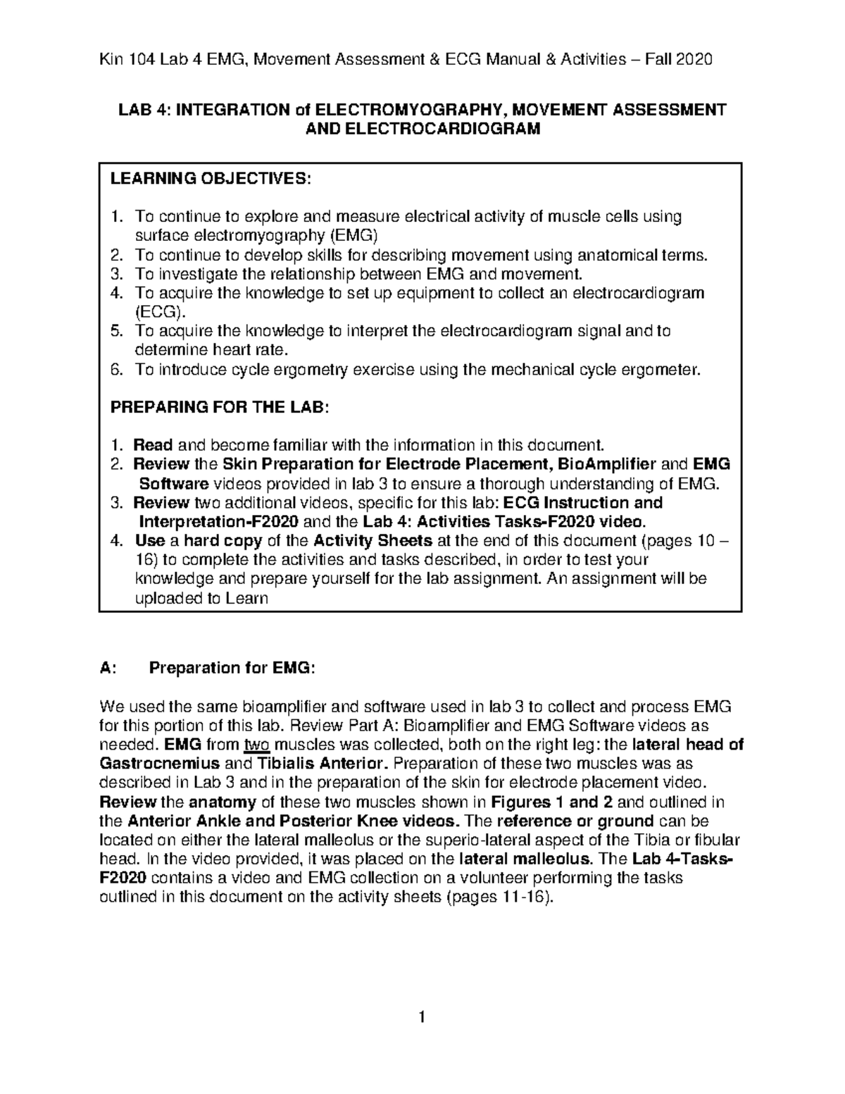 Lab4-Integration of EMG Movement Analysis and ECG Manual & Activity ...