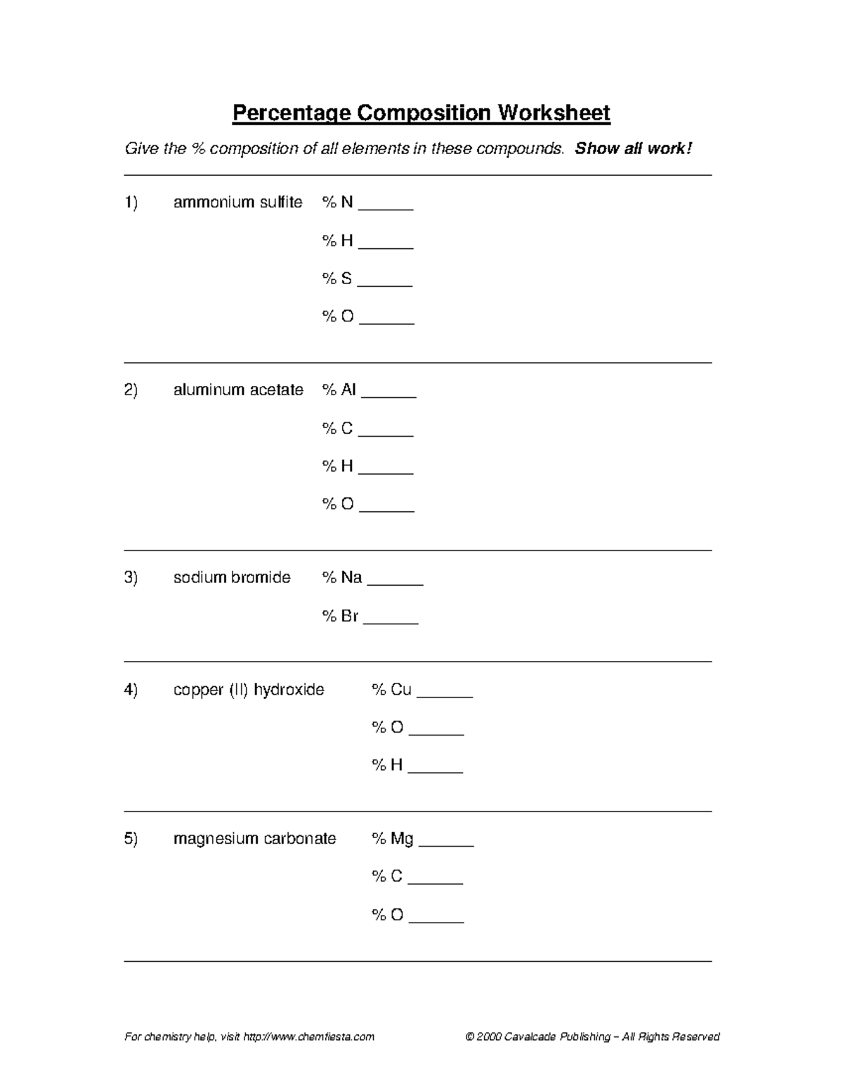 6.6 - Percent Composition + Solutions - Percentage Composition ...