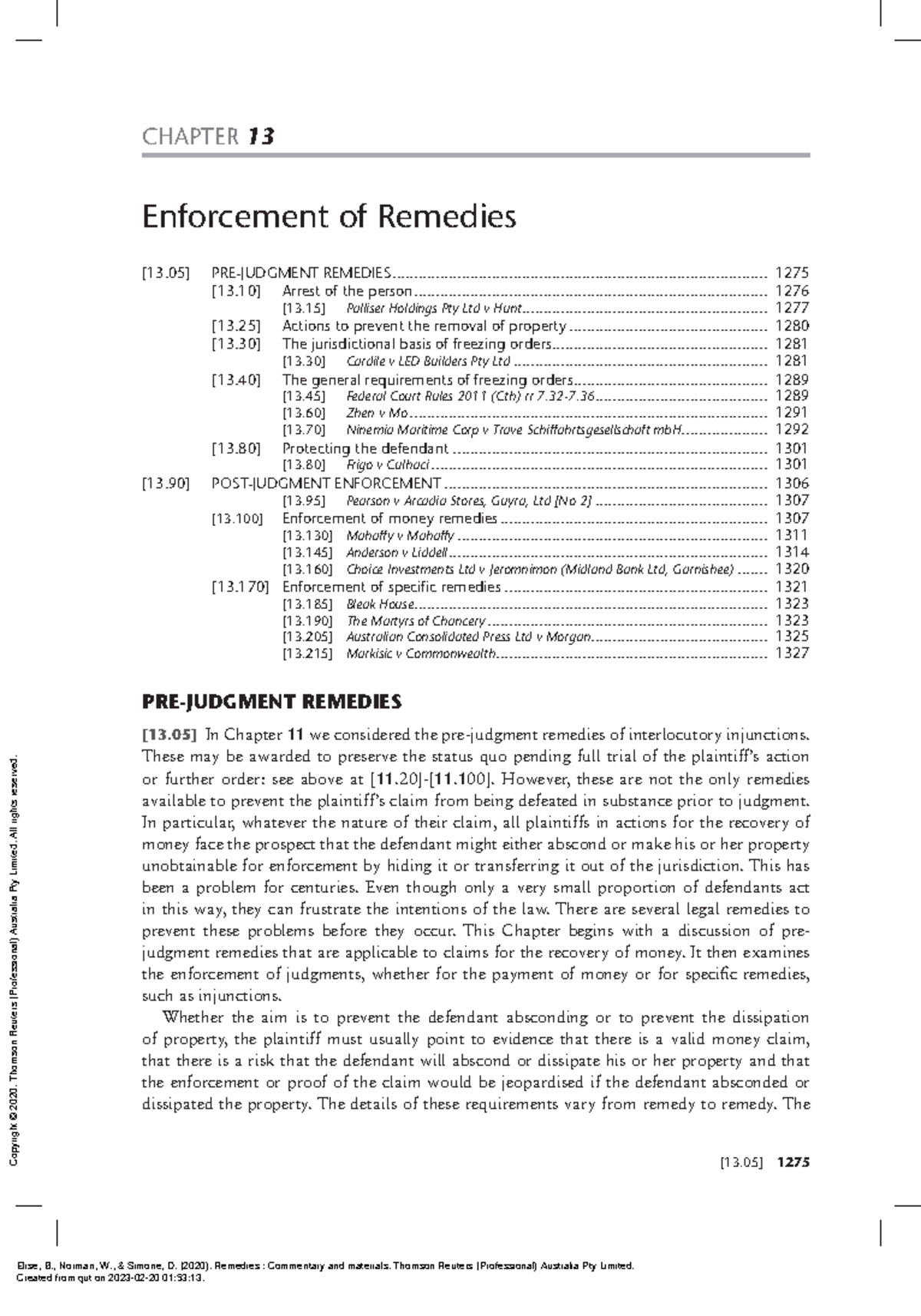 Chapter 13 Enforcement of remedies in Remedies Commentary and materials ...
