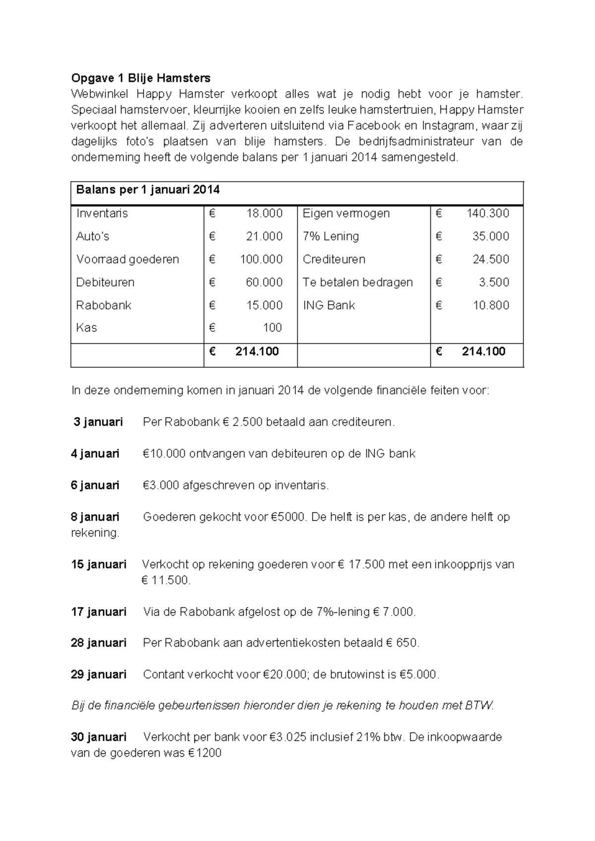 4H Beco oefentoets balans Hamsters - Opgave 1 Blije Hamsters Webwinkel ...