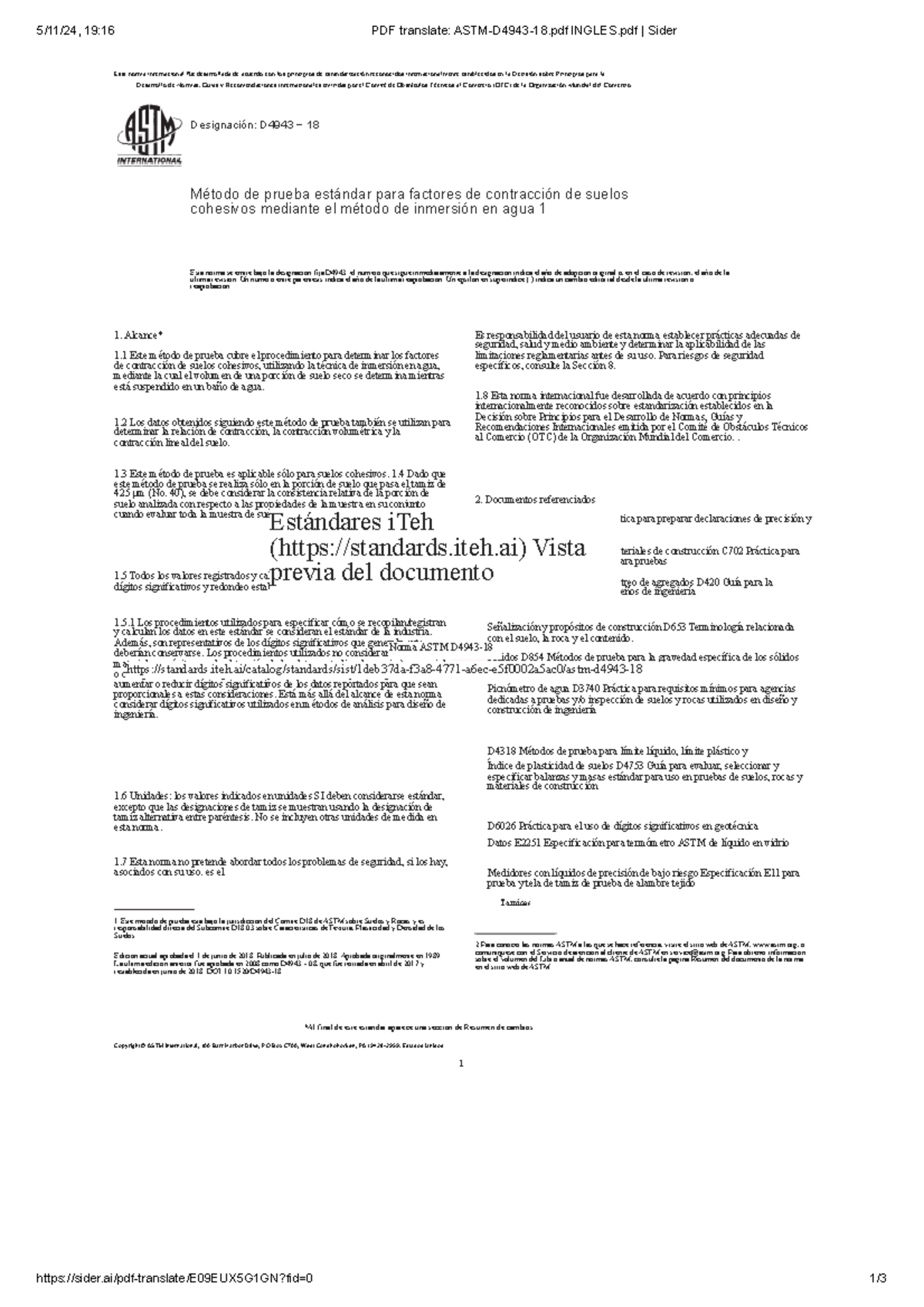 PDF translate ASTM-D4943-18.pdf Español Sider - Designación: D4943 − 18 Método de prueba ...