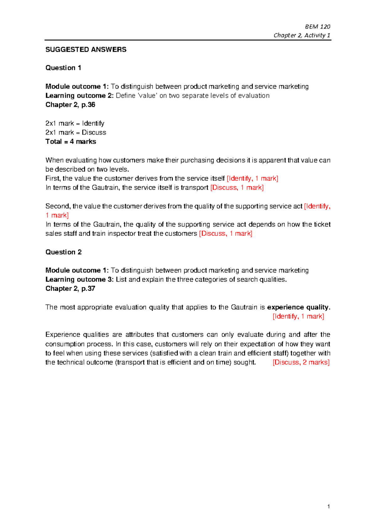 BEM120-Ch2-Activity 1-Suggested answers - BEM 1 20 Chapter 2 , Activity ...