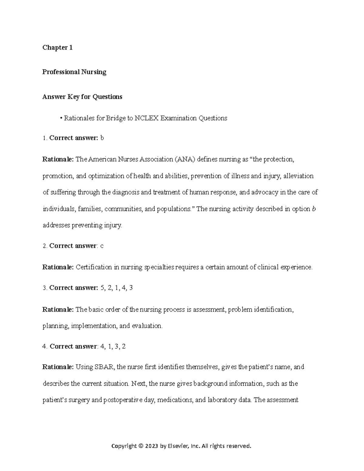 Chapter 001 - 1st exam key points - Chapter 1 Professional Nursing ...