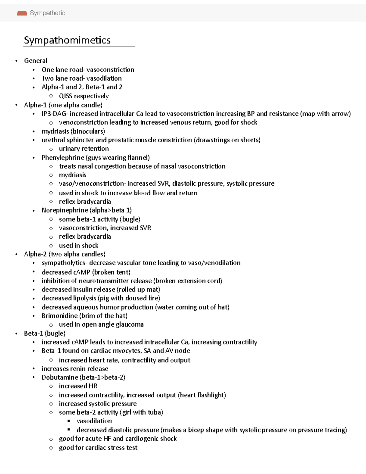 Sketchy Pharm PDF no pictures - ####### Sympathetic General One lane ...