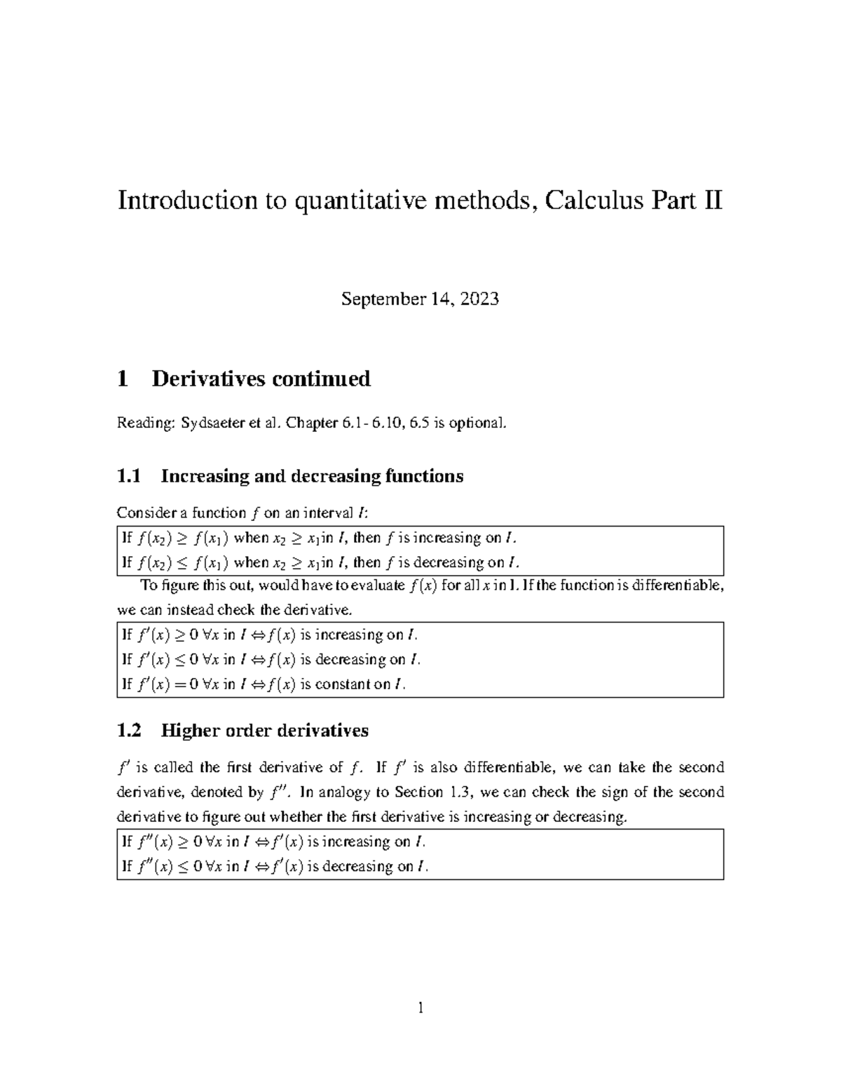 Material Calculus Part2 HT2023 - Introduction to quantitative methods, Calculus Part II ...