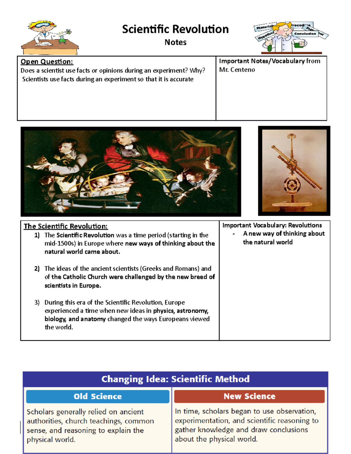 Scientific Revolution - Notes - 2023 - Scientific Revolution Notes Open ...
