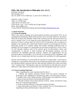 introduction to philosophy - Assignment (a) Use examples to discuss the ...