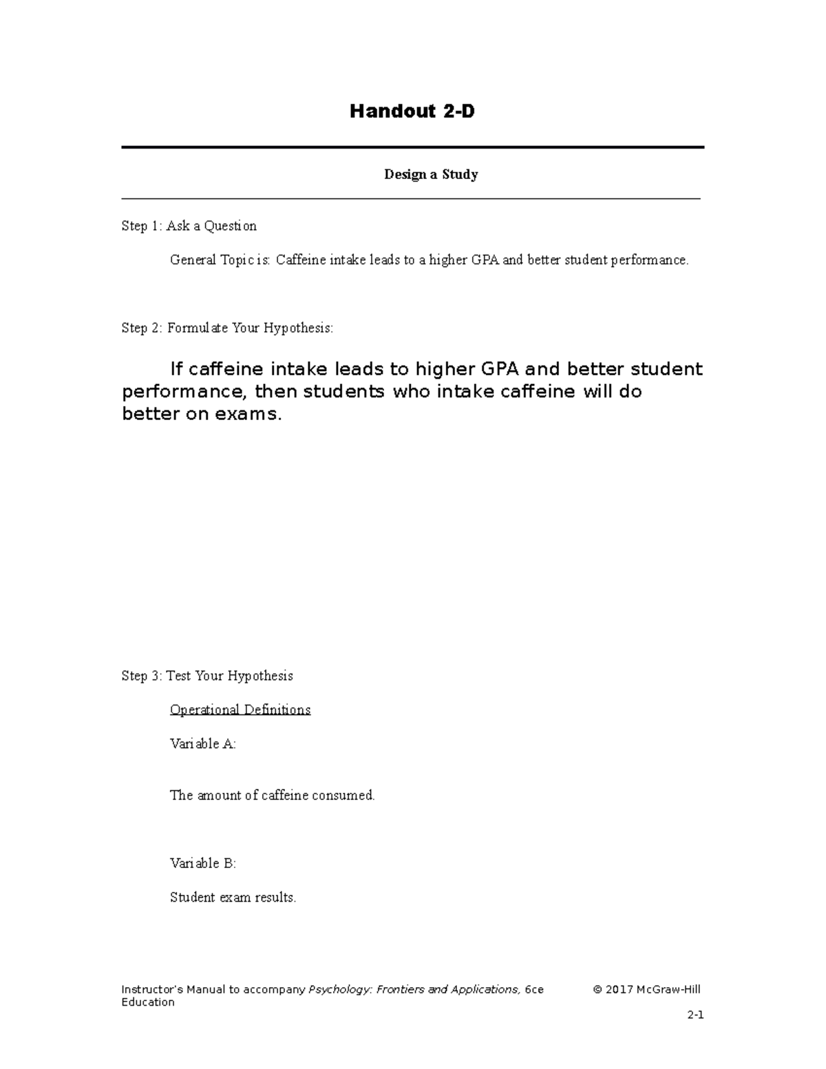 Psychology Handout 2 - Celina Cabral - Handout 2-D Design a Study Step ...
