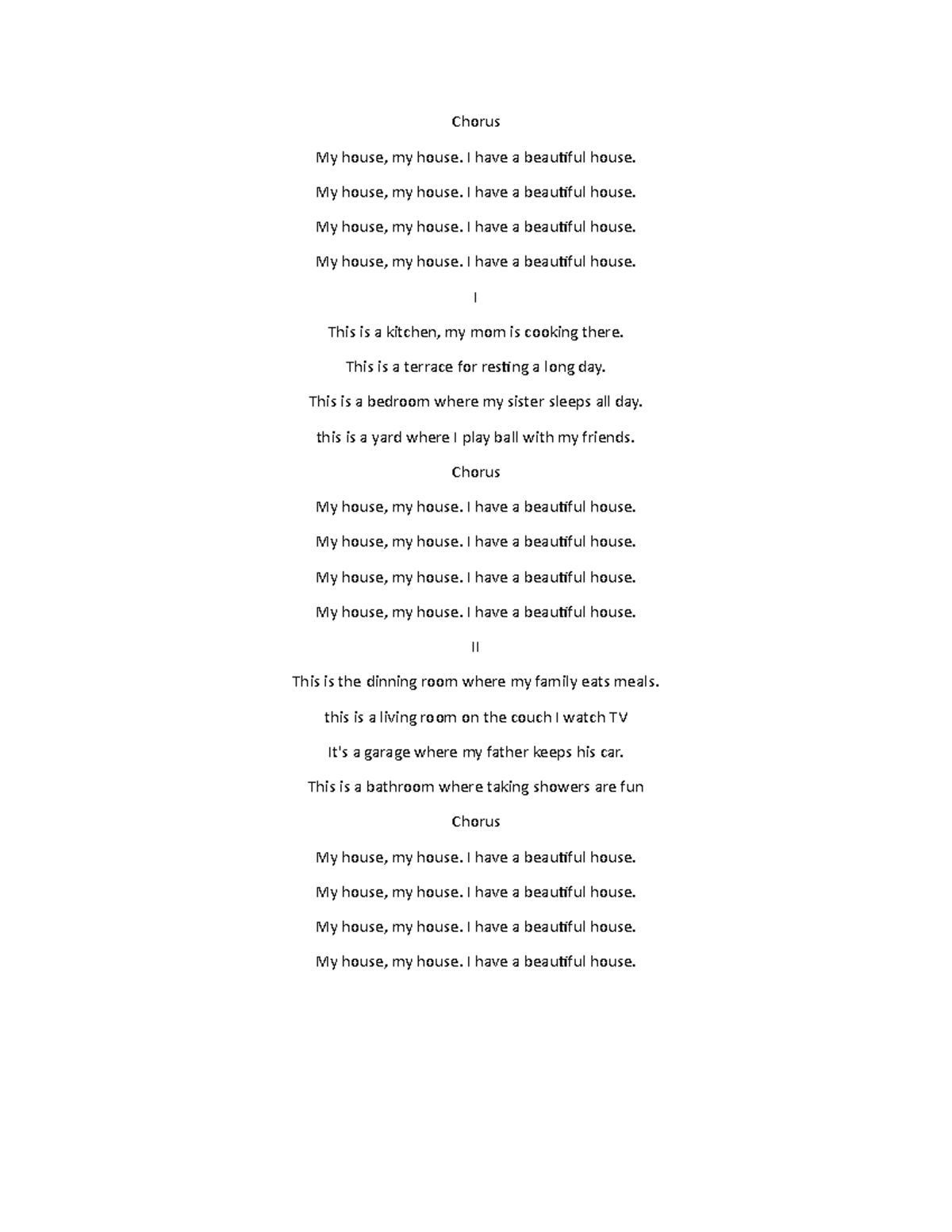 Places of the house good song for kids - Chorus My house, my house. I ...