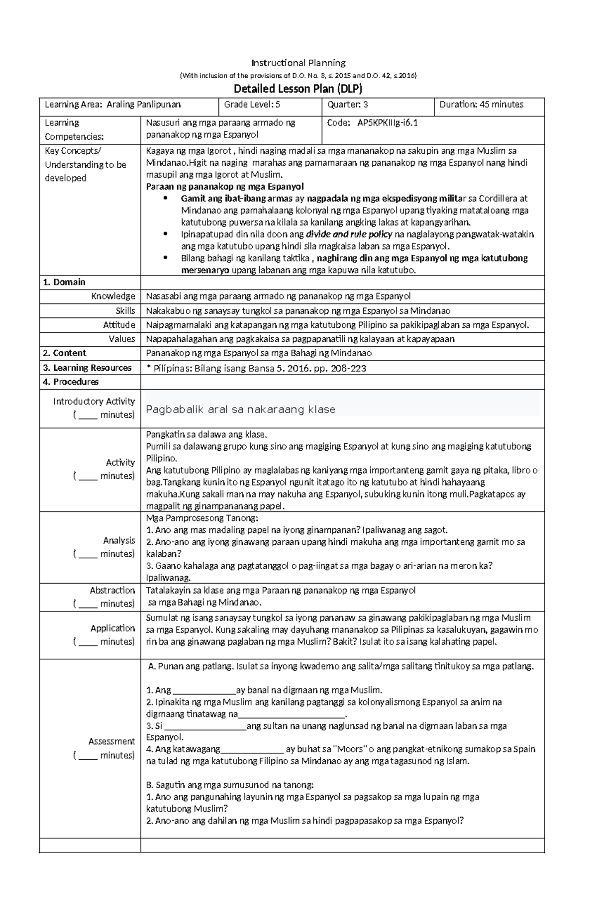 Lesson-plan - notes - Instructional Planning (With inclusion of the ...