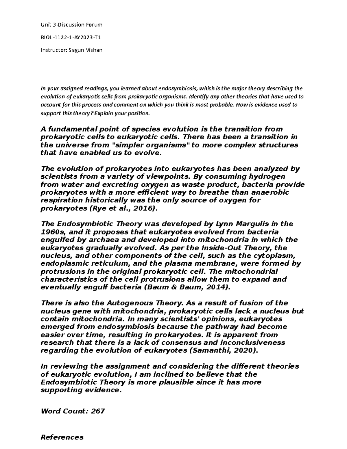 Unit 3A-DF - Unit 3-Discussion Forum - Unit 3-Discussion Forum BIOL ...