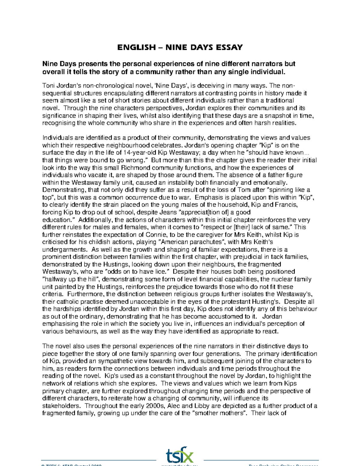 Nine days essay Jordyn Murphy Formatted - Nine Days presents the ...