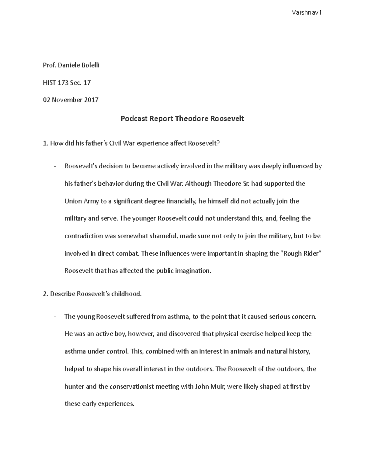 Podcast Report - 25% of grade - Prof. Daniele Bolelli HIST 173 Sec. 17 ...