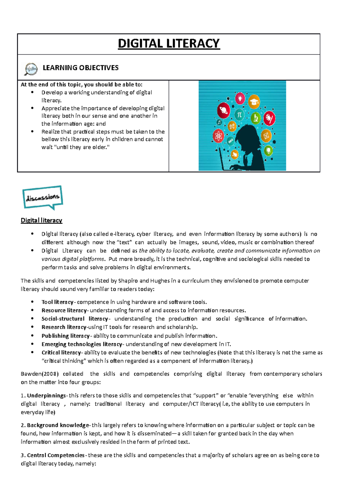 digital literacy - Appreciate the importance of developing digital ...