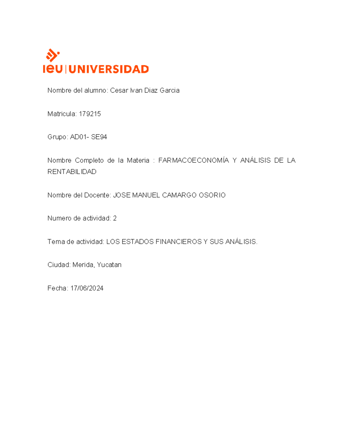 Diaz - .......... - Nombre del alumno: Cesar Ivan Diaz Garcia Matricula ...