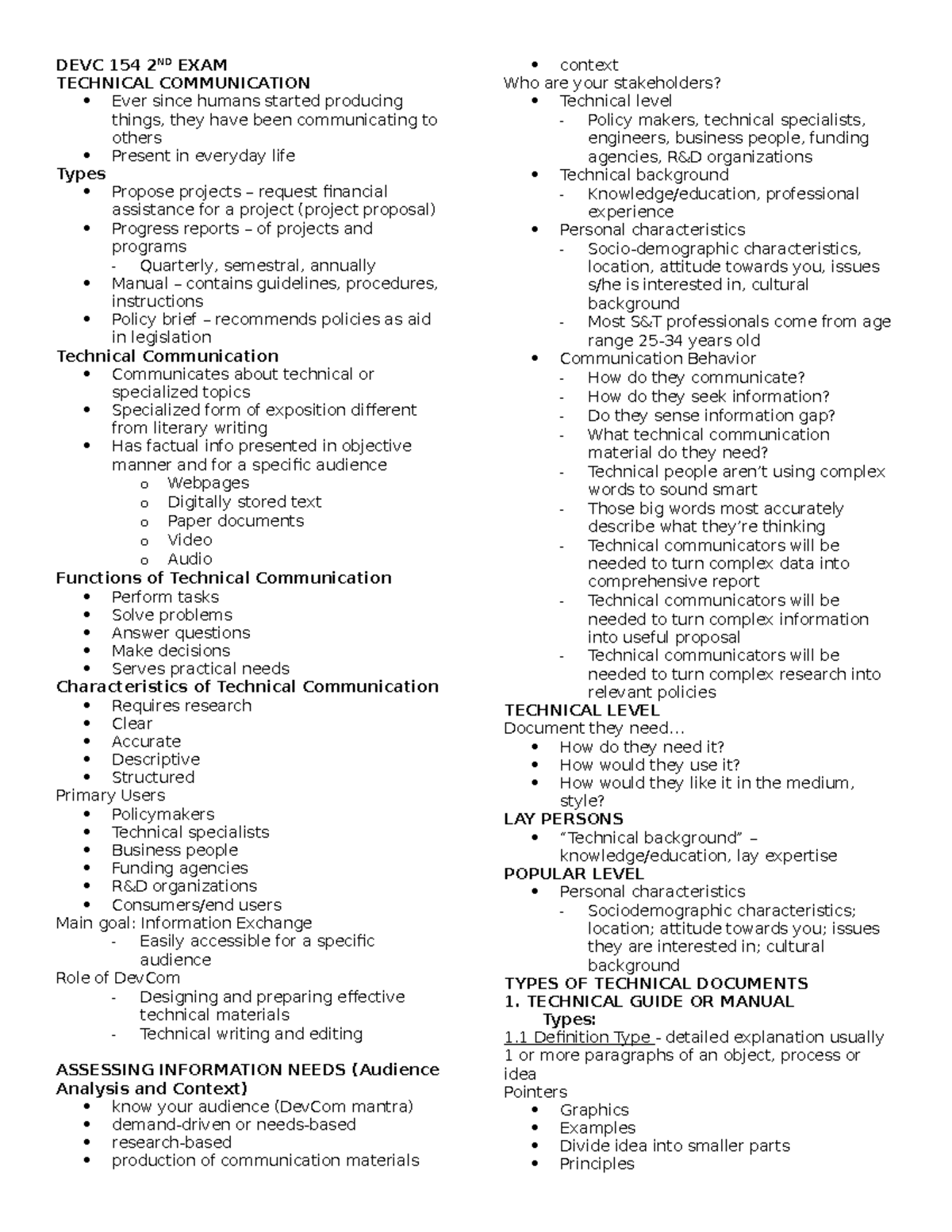Technical Communication Development Communication University Of The