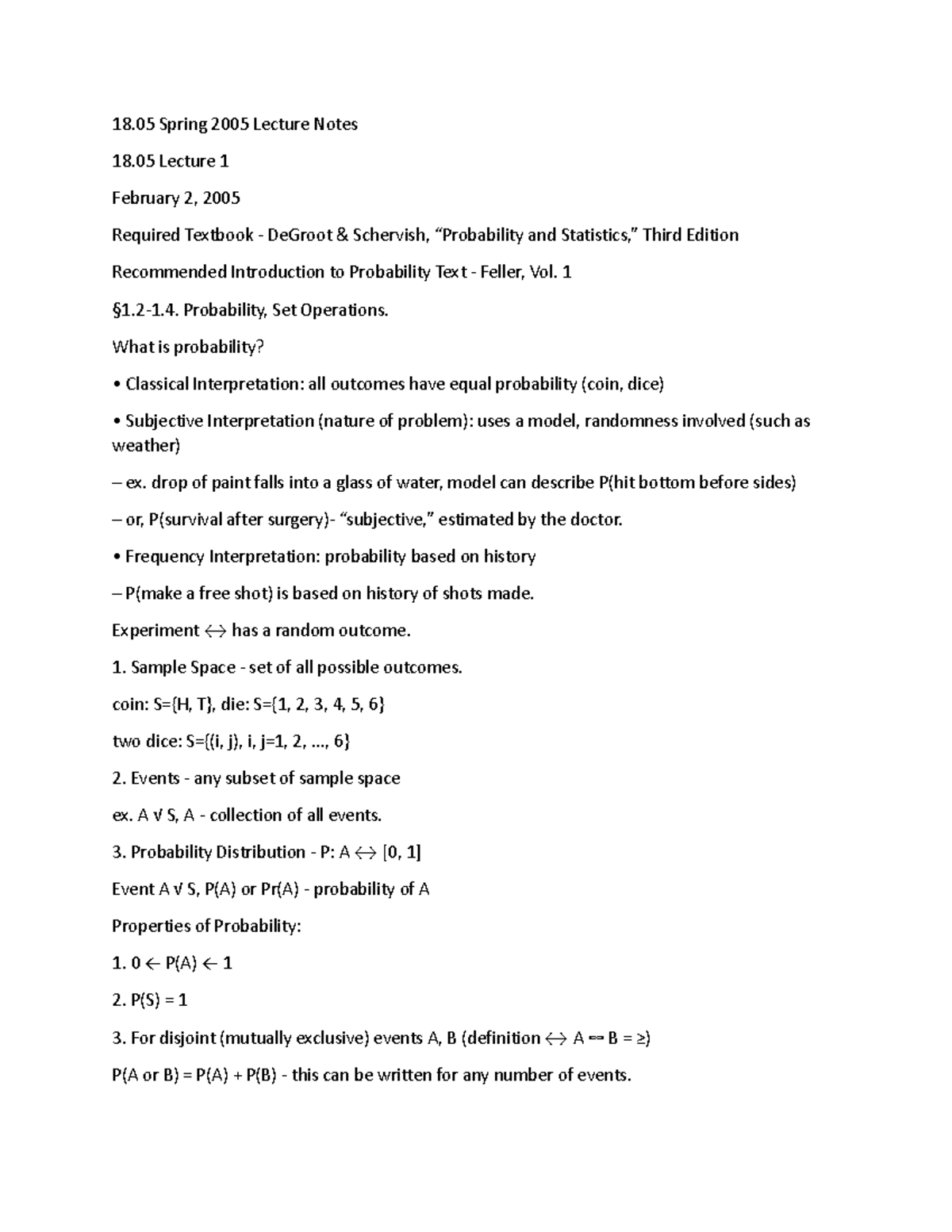 Prob and Stats - in class notes - 18 Spring 2005 Lecture Notes 18 ...