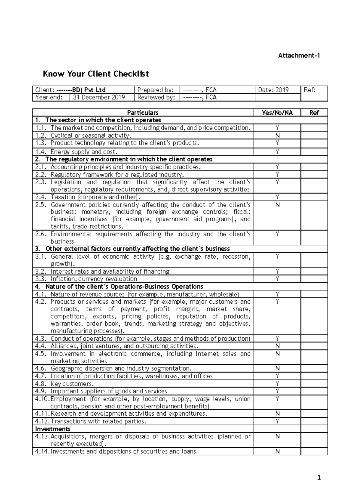 Attachment-1 Know Your Client Checklist - Attachment- Know Your Client ...