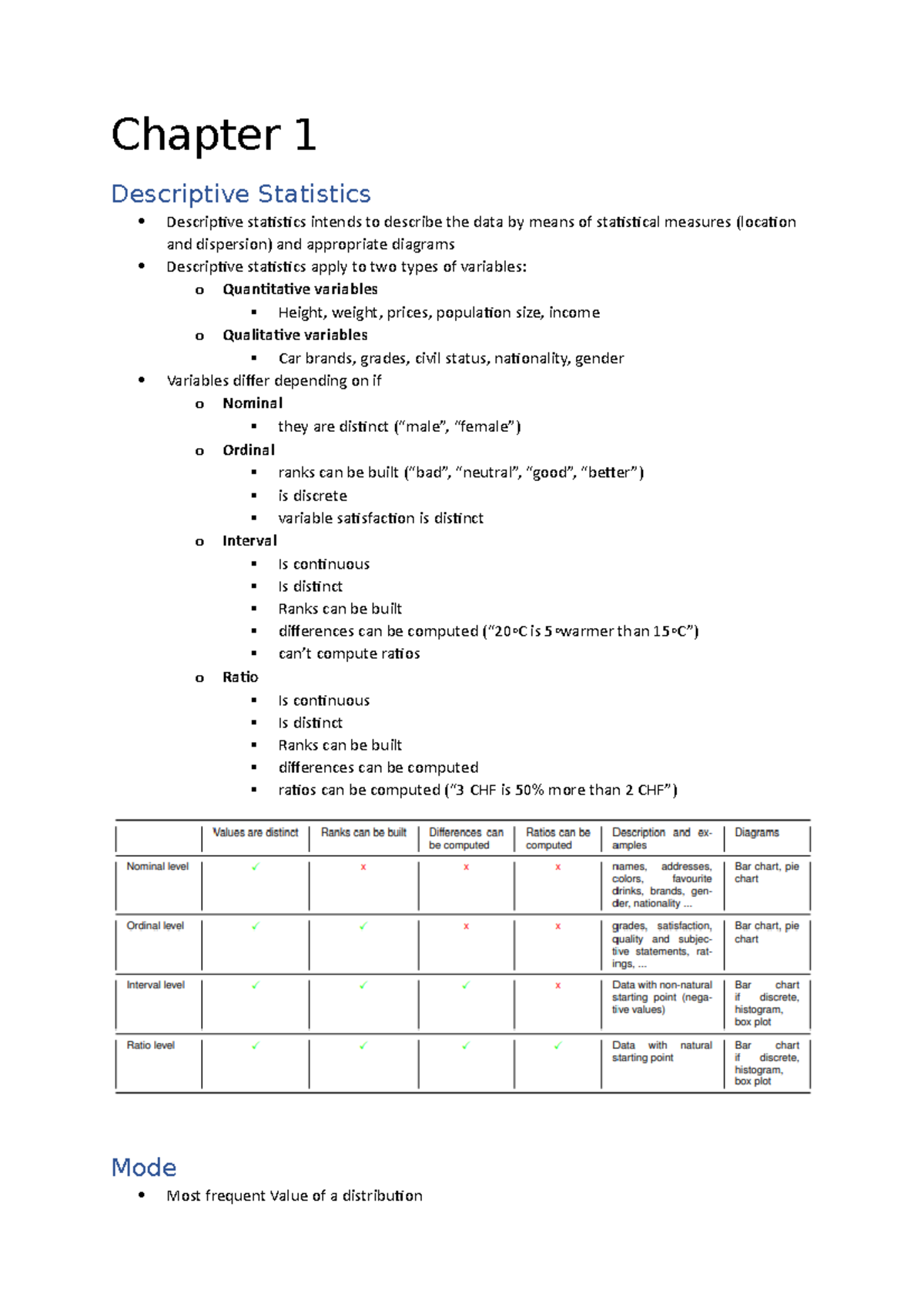 Summary Chapter 1 & 2 - Statistics and probabilities - Chapter 1 ...