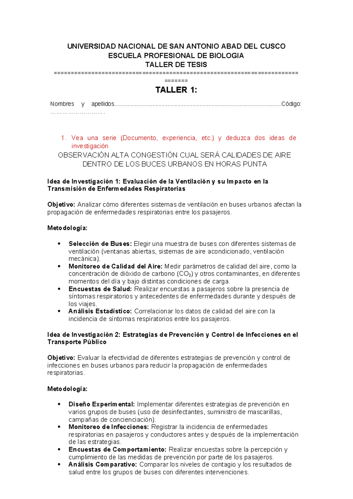 Talleres Sadith Aloemi - UNIVERSIDAD NACIONAL DE SAN ANTONIO ABAD DEL ...