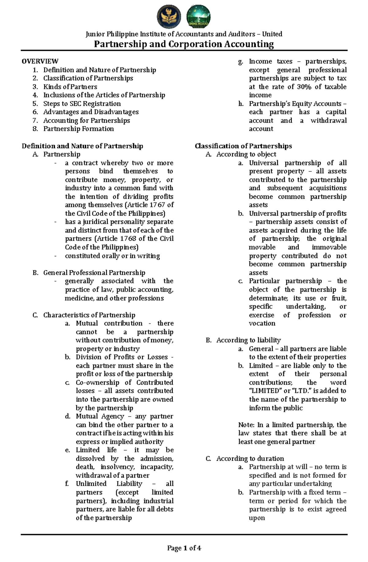 01 Pacoac Accounting-for-Partnerships - Partnership and Corporation ...