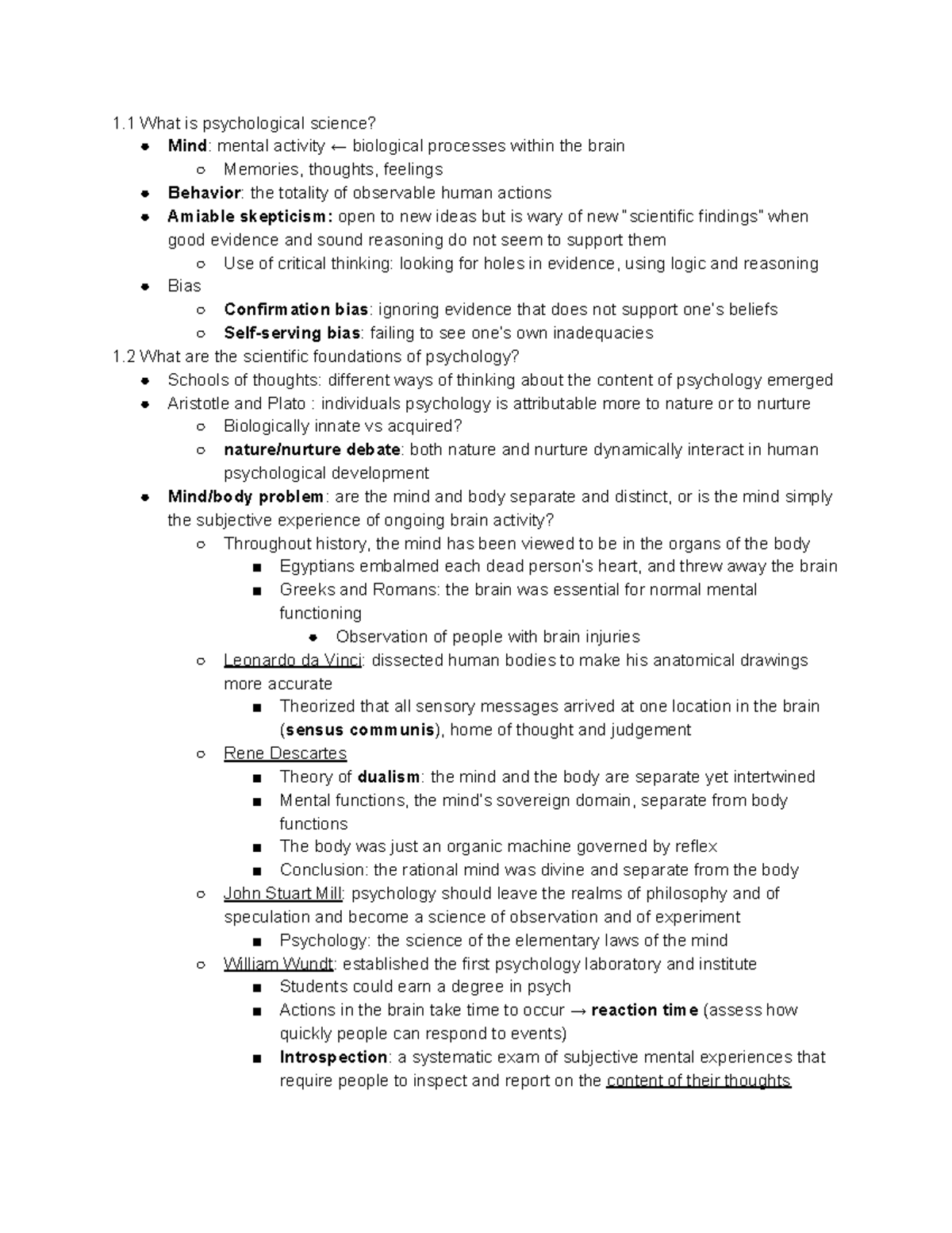 CH1 - The Science of Psychology - 1 What is psychological science? Mind ...