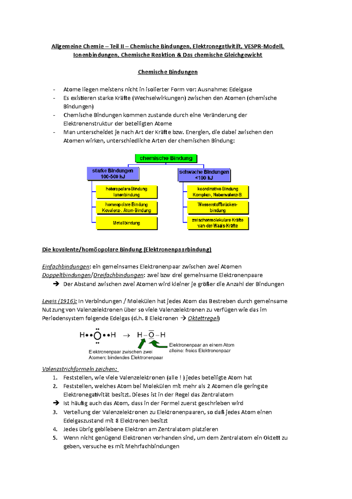 Allgemeine Chemie – Teil II – Chemische Bindungen, Elektronegativität ...