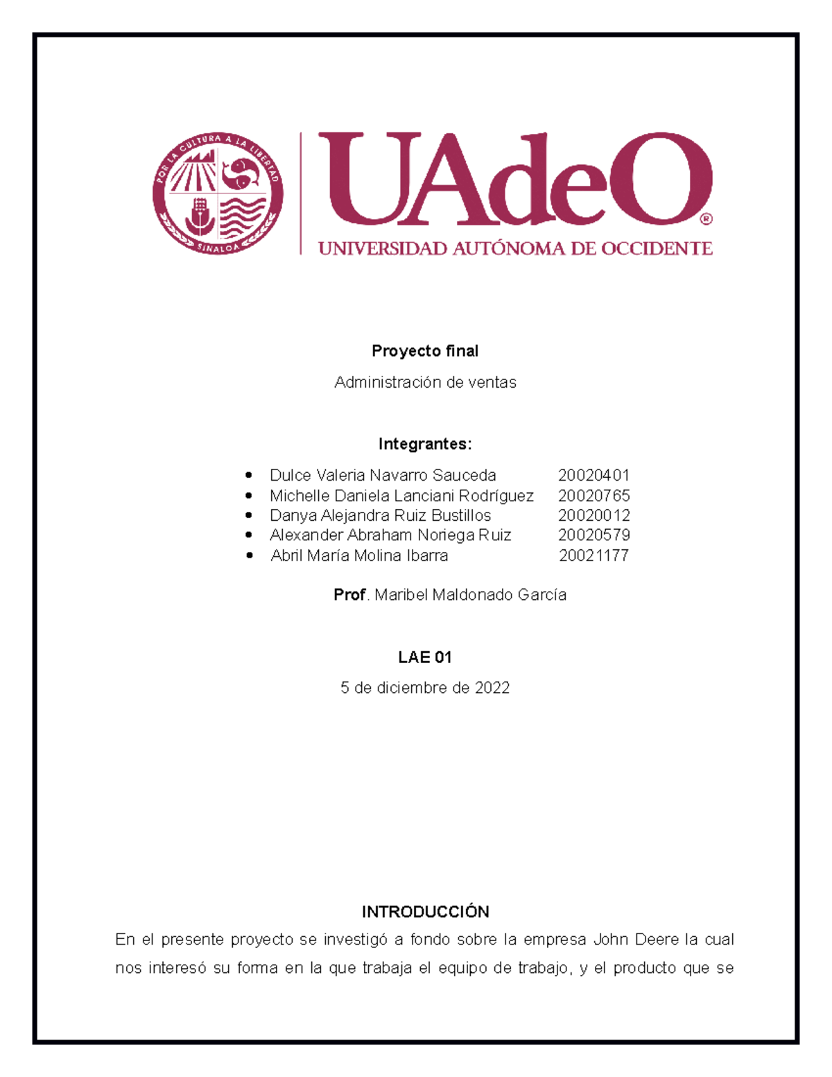 Administración de ventas - Proyecto final Administración de ventas ...