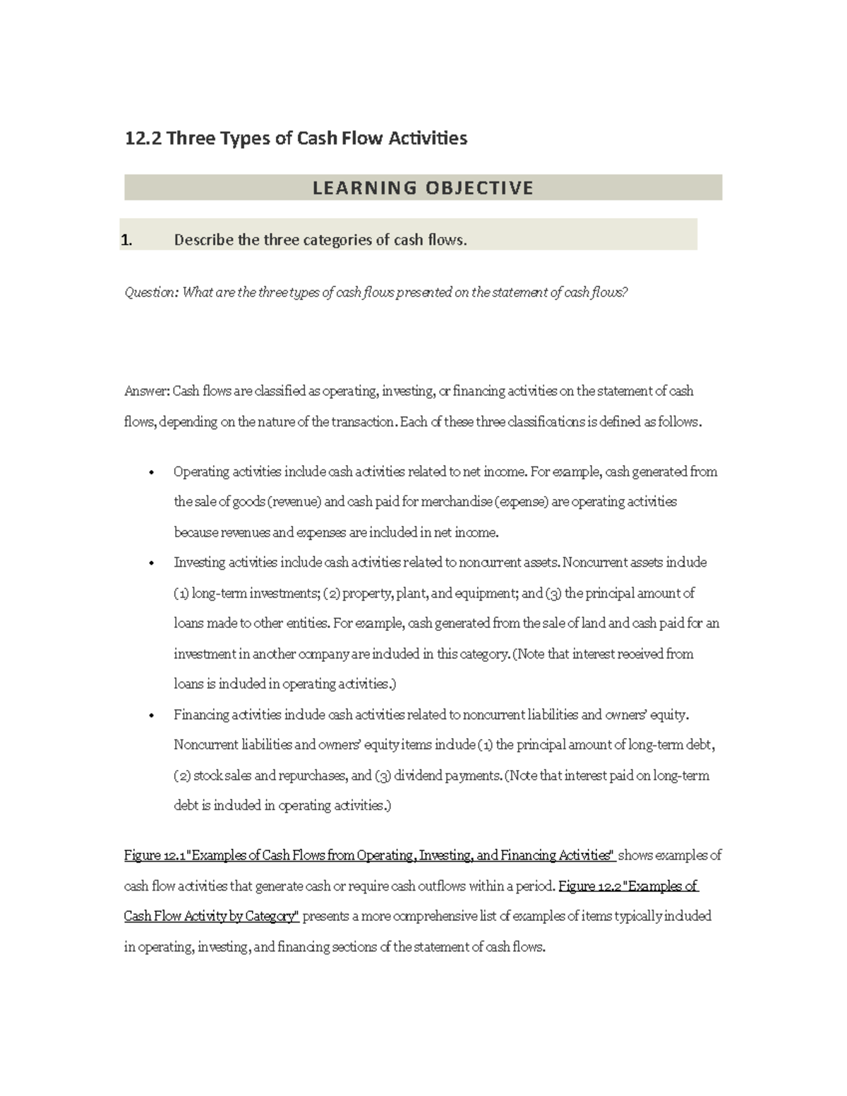 CASH FLOW Statement-PDF - 12 Three Types of Cash Flow Activities LEA RN ...