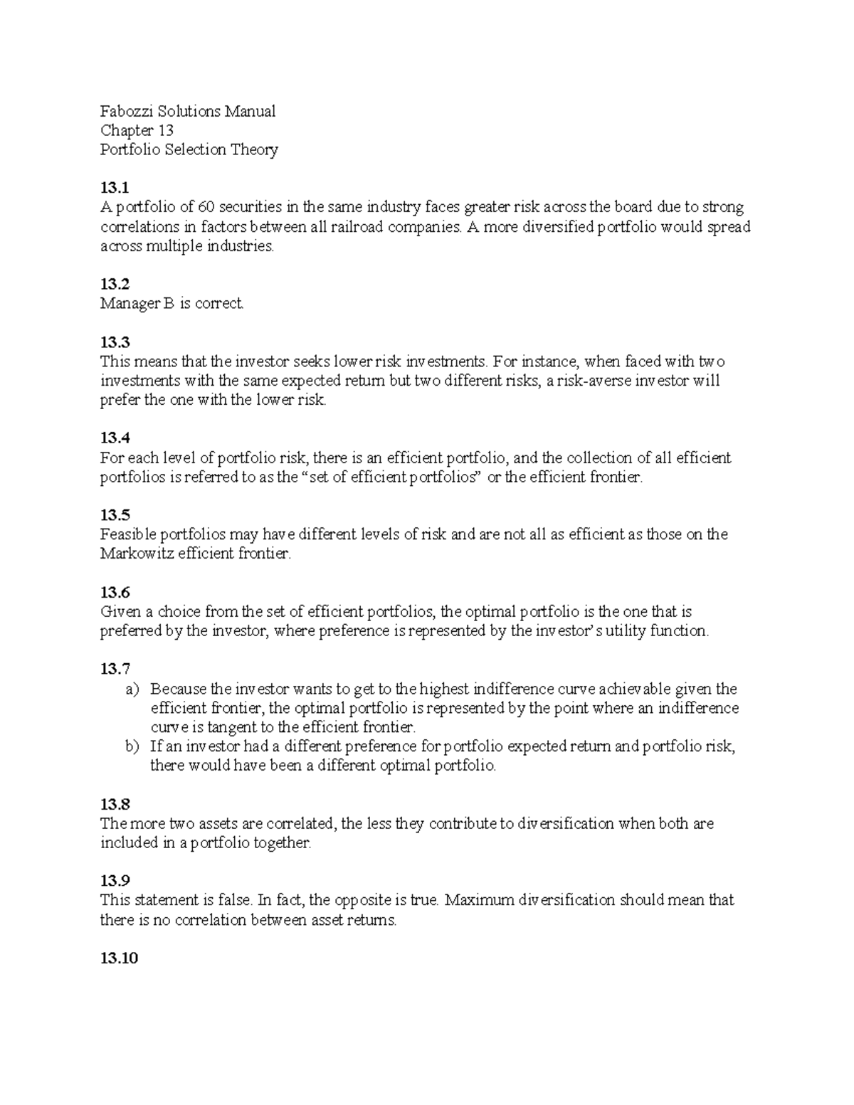 Fabozzi 5e Solutions Manual CH13 - Fabozzi Solutions Manual Chapter 13 ...