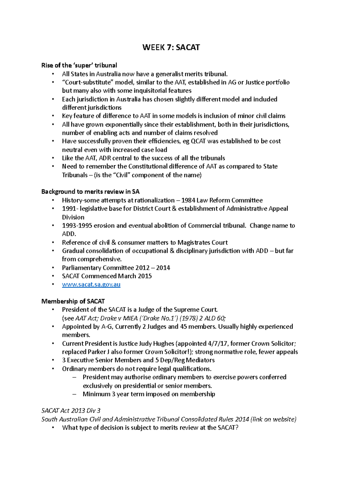 WEEK 7 Sacat - WEEK 7: SACAT Rise of the tribunal All States in ...