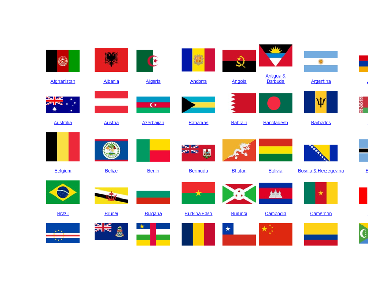 100 Flag Project - 100 flag prject - Afghanistan Albania Algeria ...