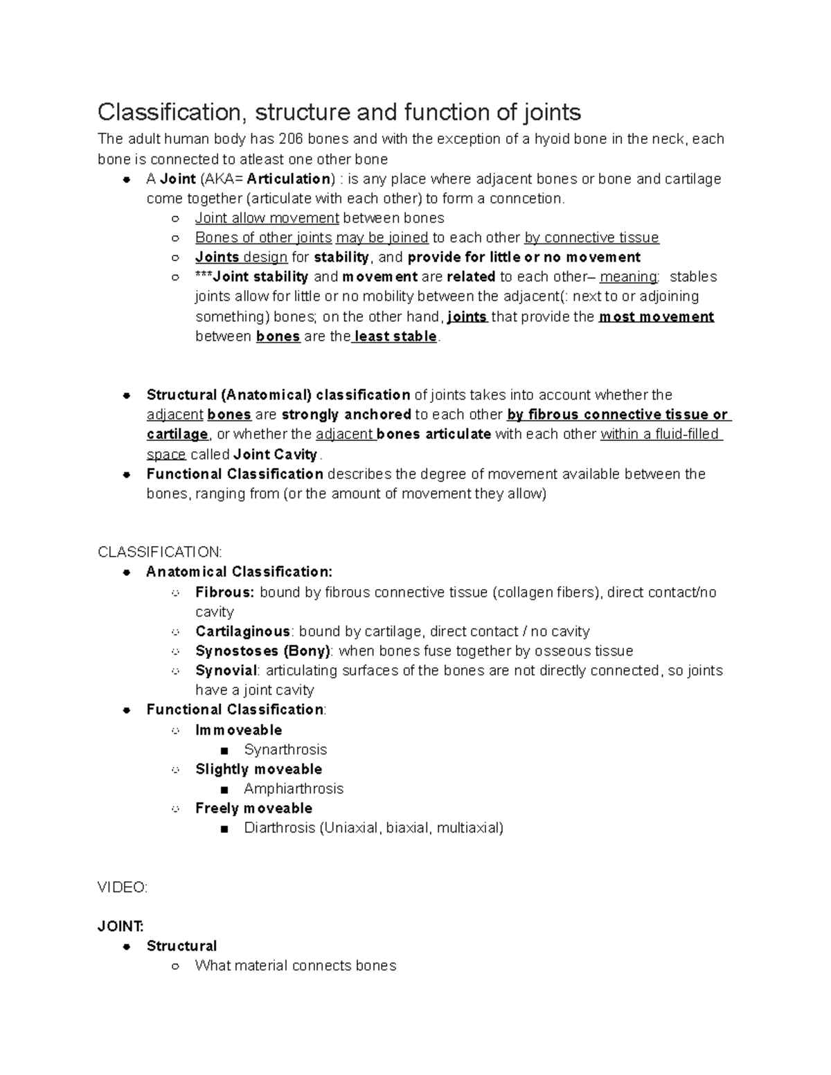 module 7 : Classification, structure and function of joints ...