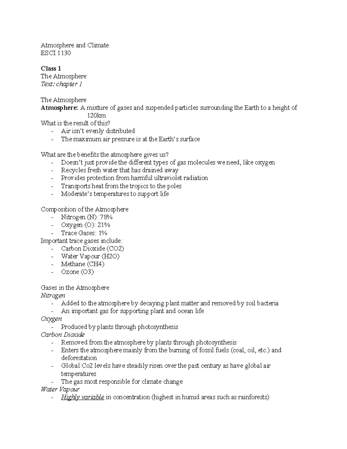 Atmosphere and Climate - Atmosphere and Climate ESCI 1130 Class 1 The ...