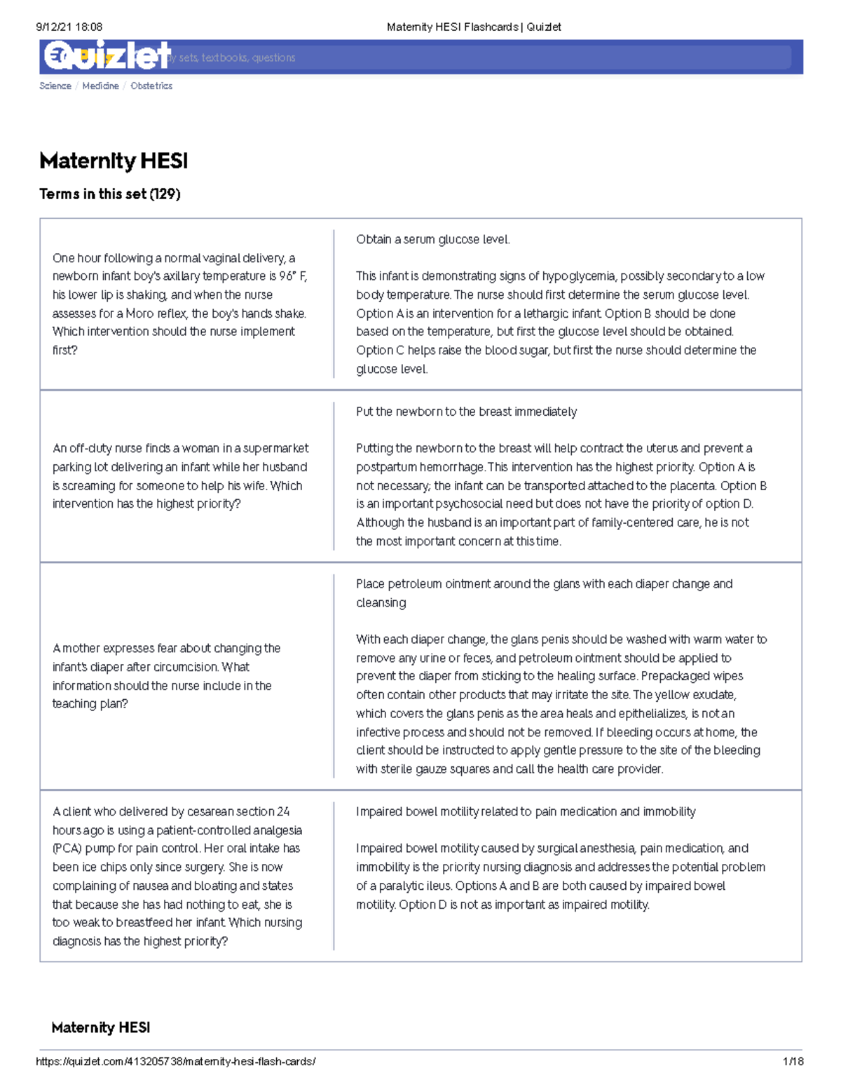 Maternity HESI Flashcards Quizlet 3 - Maternity HESI Science / Medicine ...