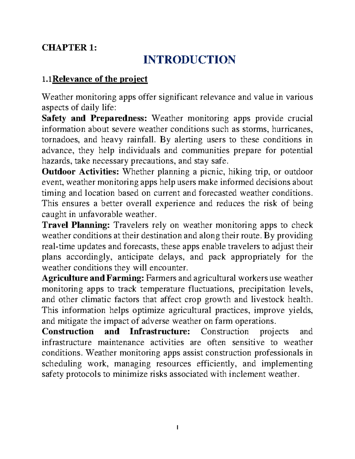 Content - CHAPTER 1: INTRODUCTION 1 of the project Weather monitoring ...