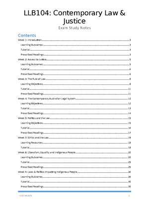 LLB104 Exam Cheat Sheet - LLB104 Contemporary Law and Justice Exam ...