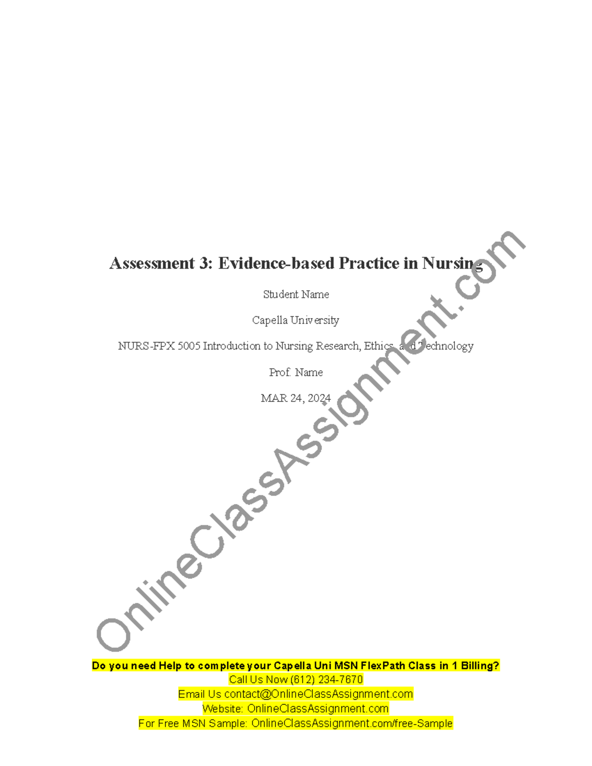 NURS FPX 5005 Assessment 3 Evidence-based Practice in Nursing ...