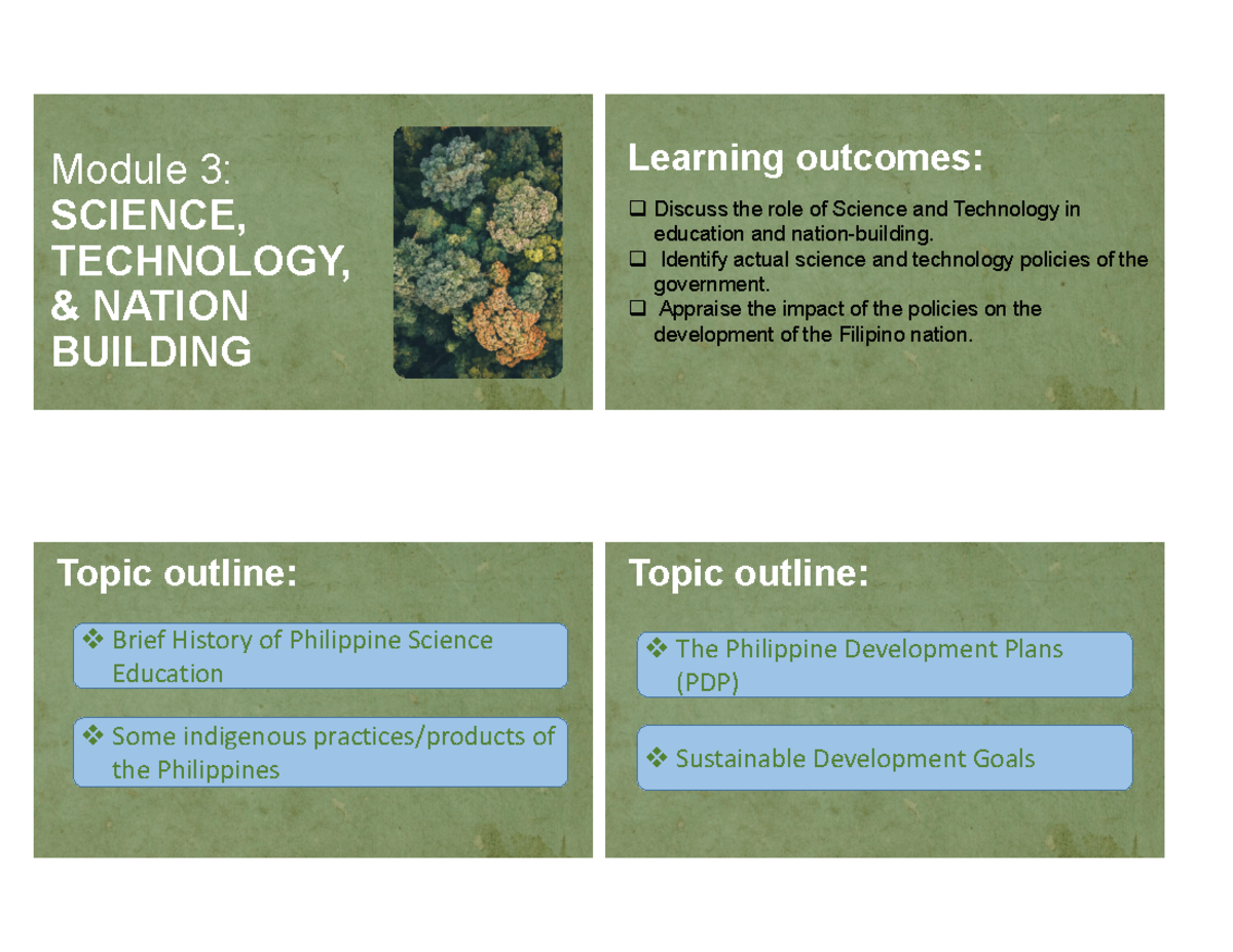 Classroom - None - Module 3: SCIENCE, TECHNOLOGY, & NATION BUILDING ...