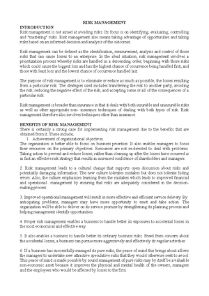 Topic 5 Notes - Risk identification; approaches to risk identification ...