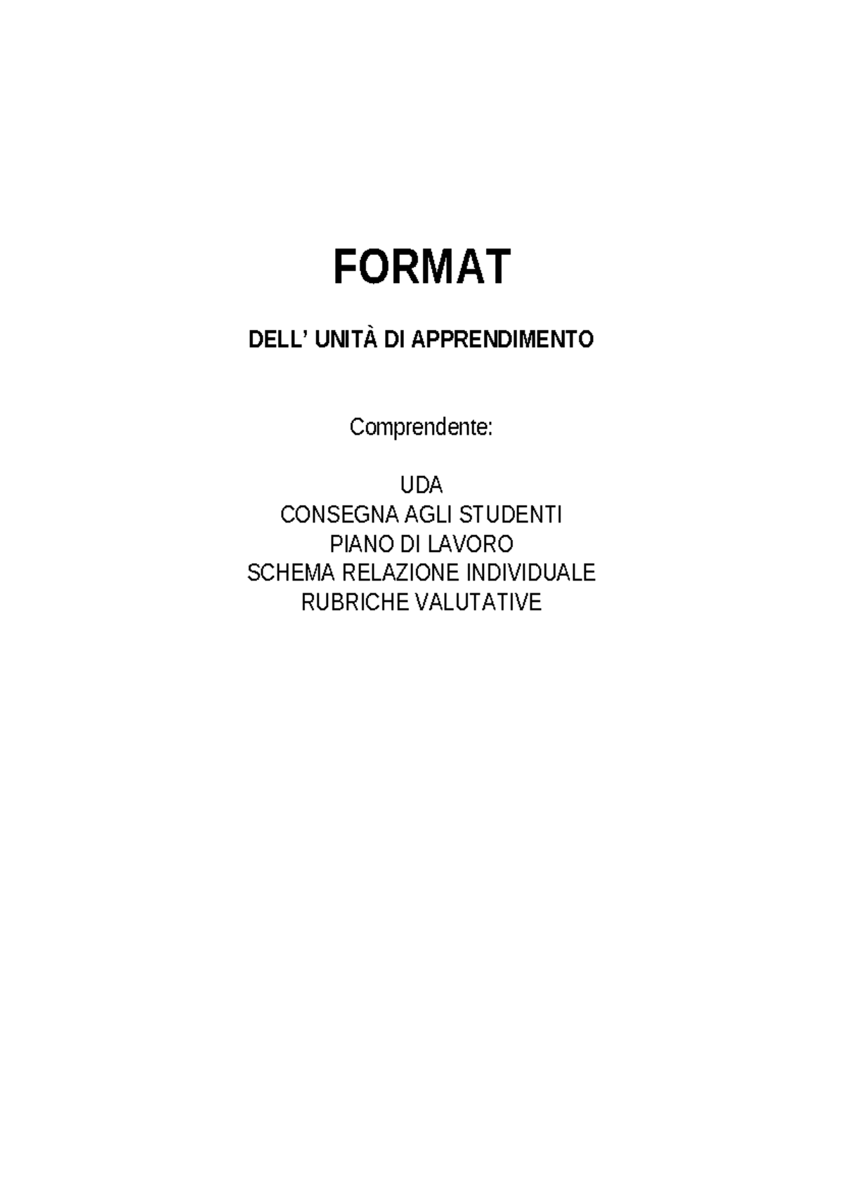8-format-uda-vuoto - Format uda - FORMAT DELL’ UNITÀ DI APPRENDIMENTO Comprendente: UDA CONSEGNA ...