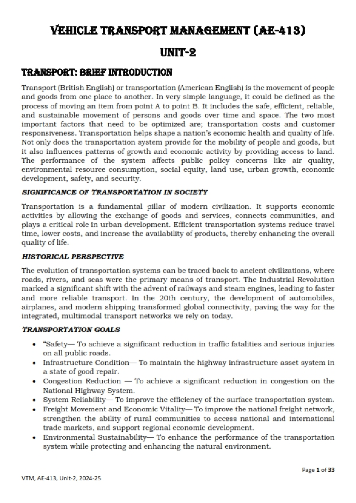 VTM 2 unit - Supply chain notes DTU unit 2 - VEHICLE TRANSPORT ...
