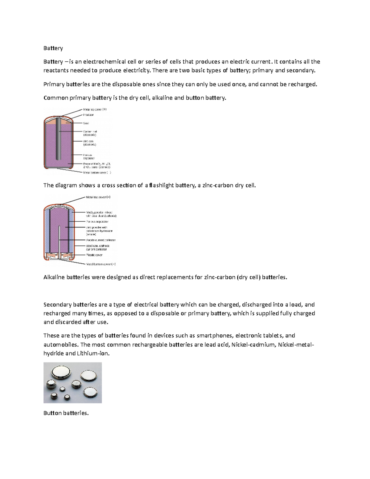 Reporting - Battery - Battery Battery – is an electrochemical cell or ...