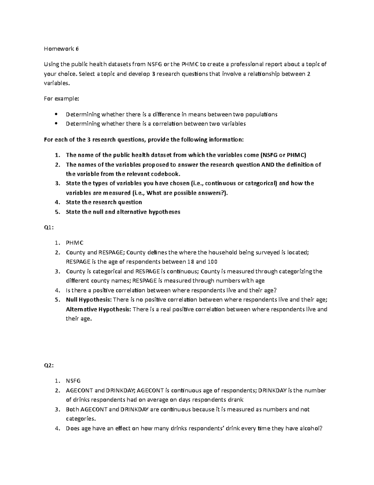 Hw 6 Applied Statistics Homework Homework 6 Using The Public Health Datasets From Nsfg Or