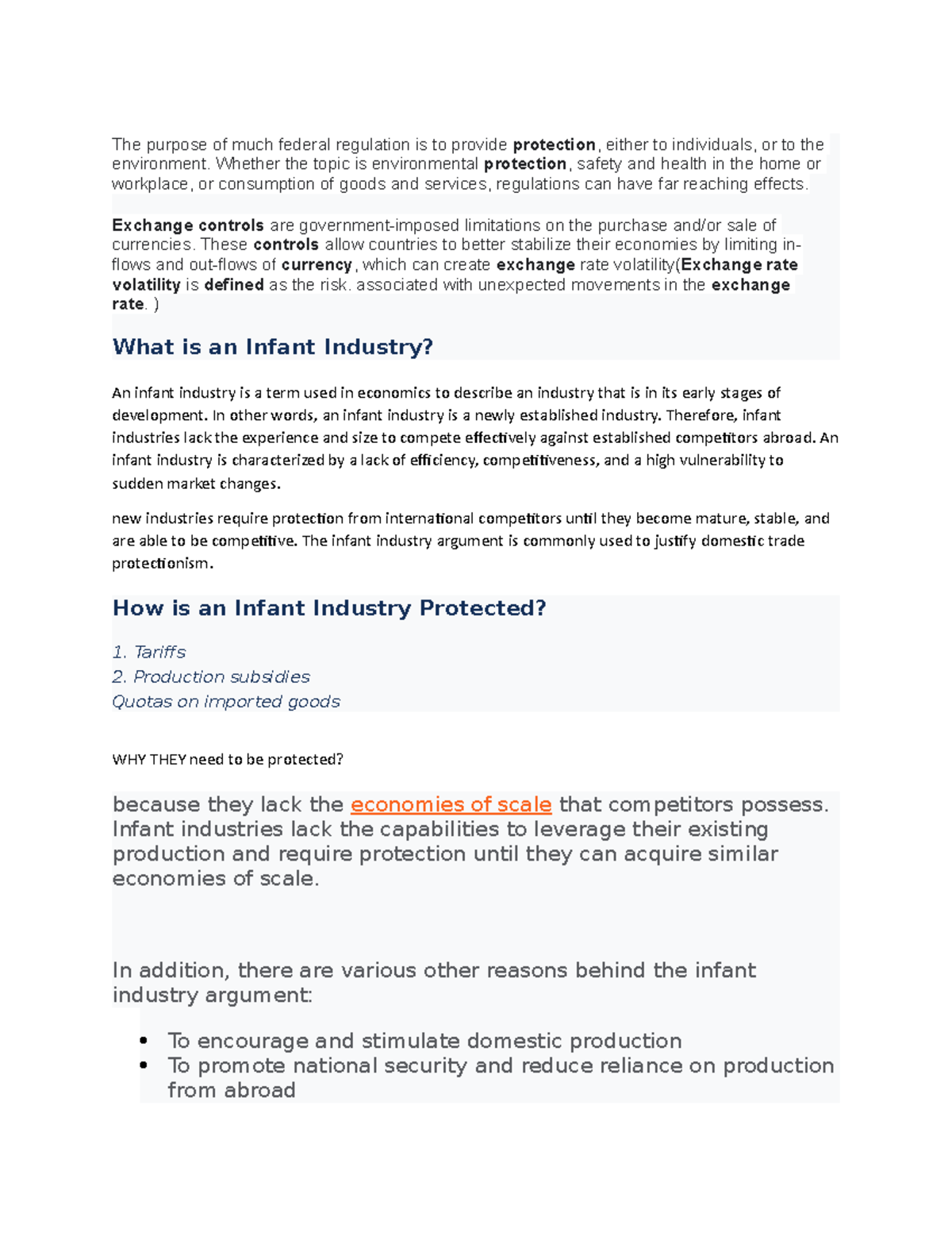 What is an Infant Industry - The purpose of much federal regulation is ...