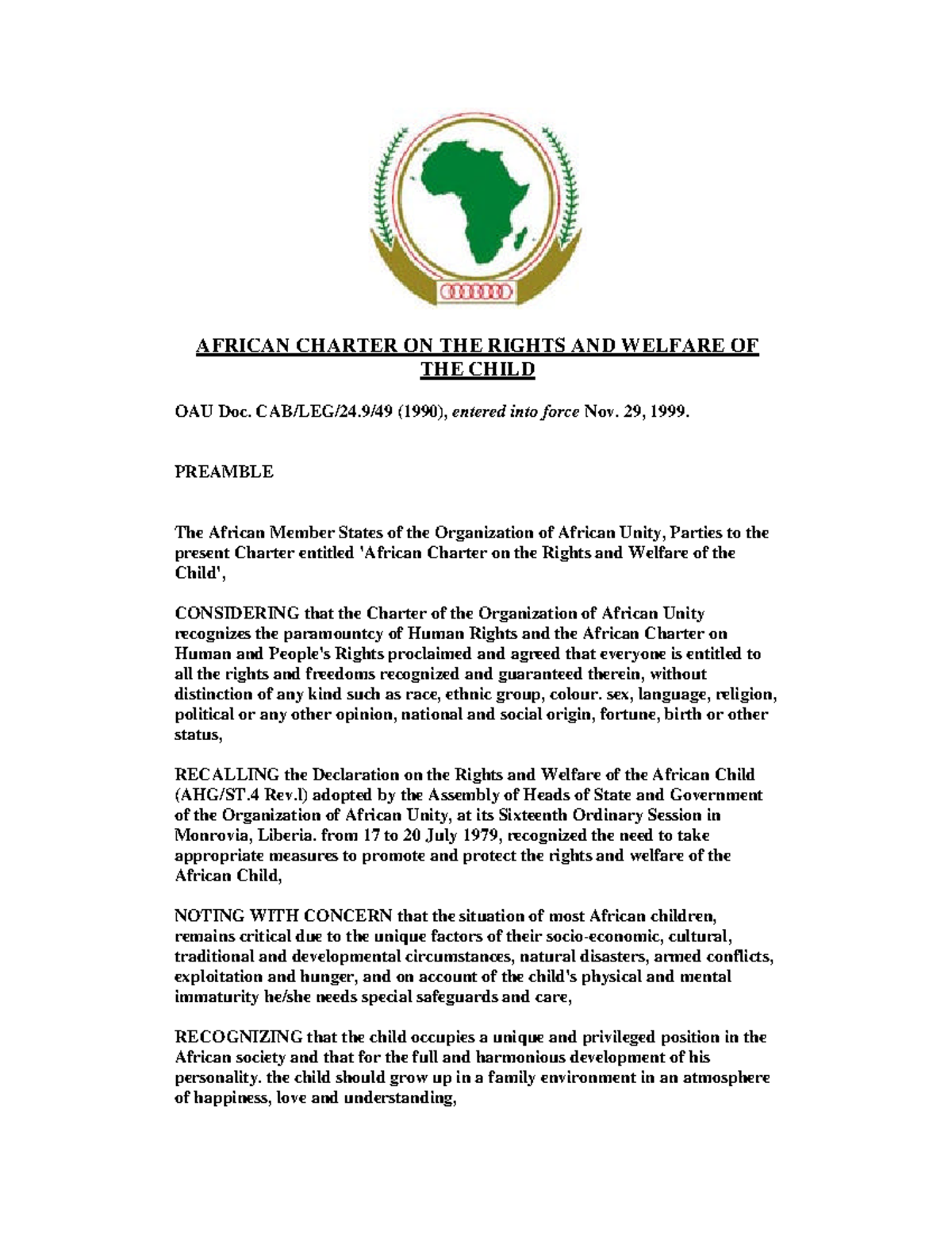 30913-doc-acrwc-en - Notes - AFRICAN CHARTER ON THE RIGHTS AND WELFARE ...