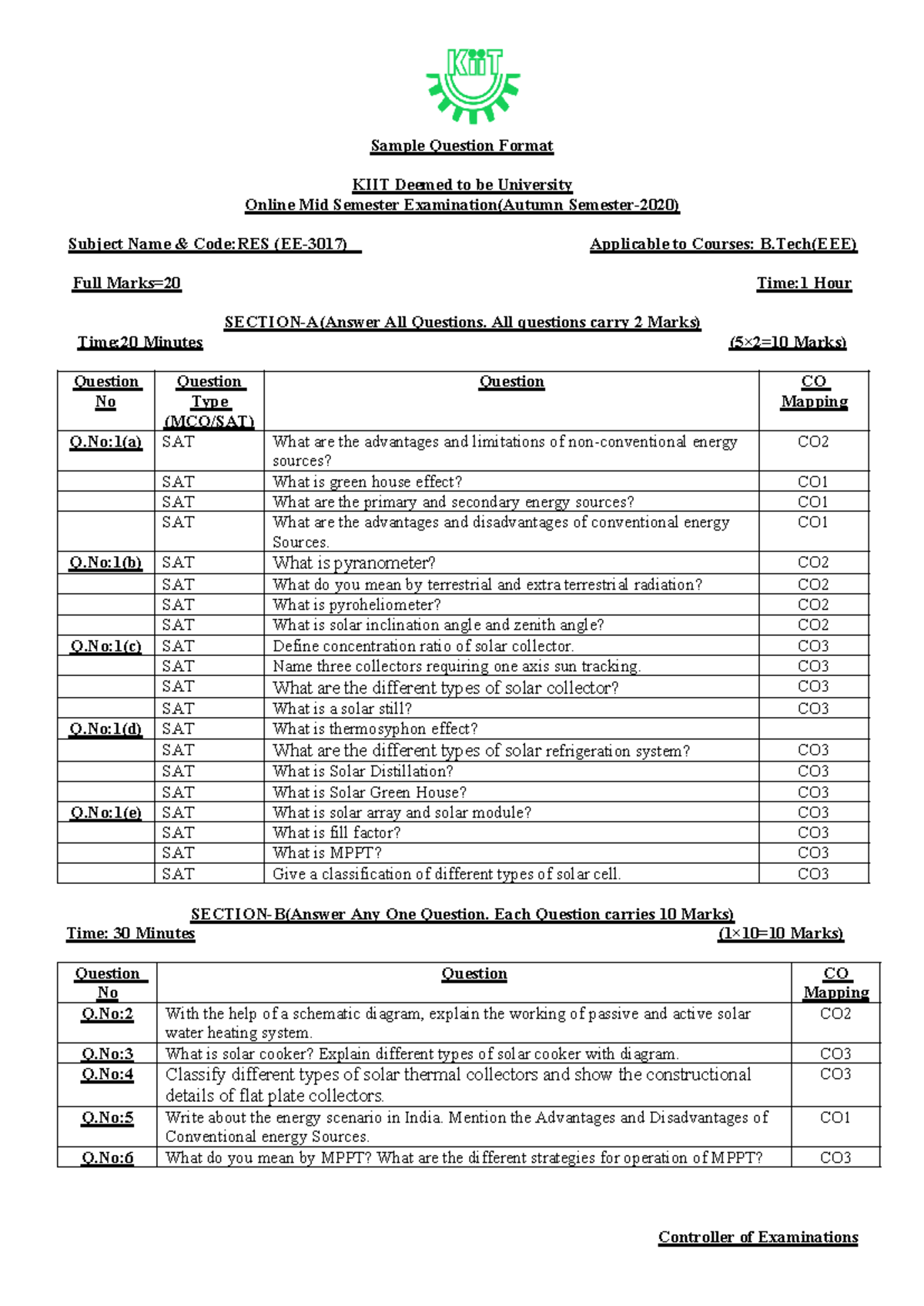 Res eee 3017 - m'''''''''''''''''''''''''''''' - Sample Question Format ...
