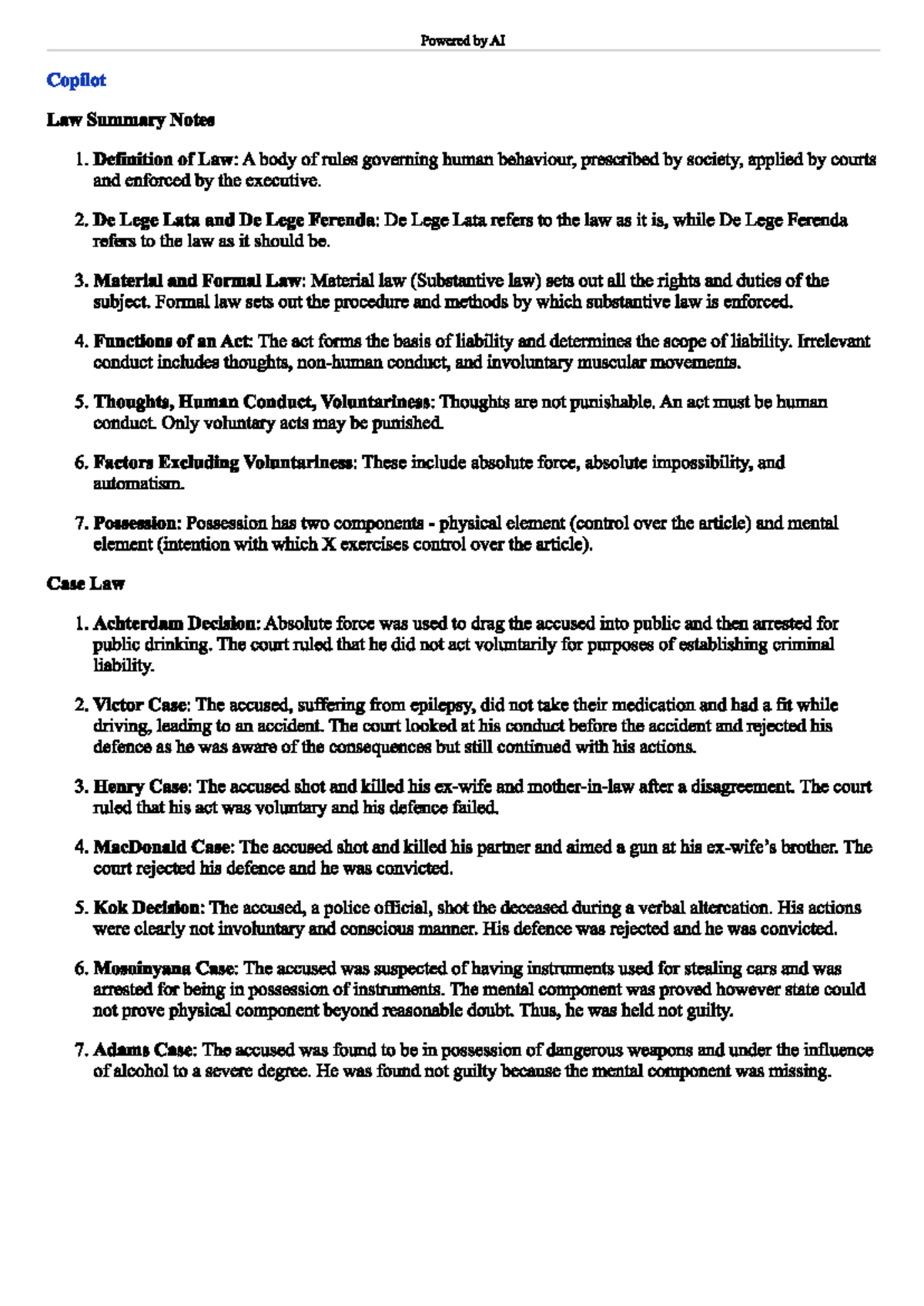 Act - summarised - PBL 410 - Studocu